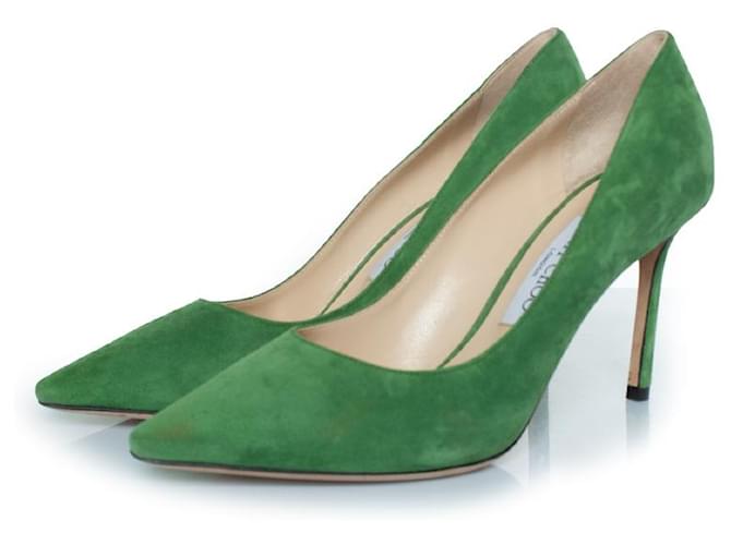 Jimmy Choo, green suede Romy 85 pumps ref.2073430 - Joli Closet
