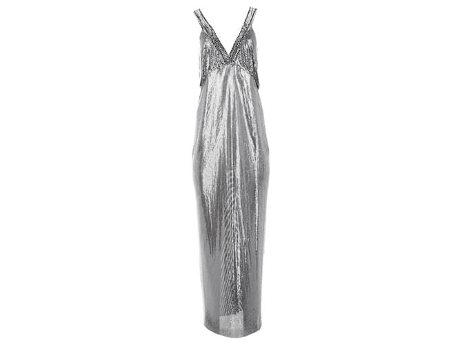 Paco Rabanne Maxi strap dress in metallic mesh Silvery ref.2075214 ...