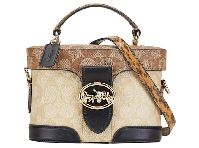 Coach Signature George Gem Python Vanity Bag Brown Black Beige Leather ...