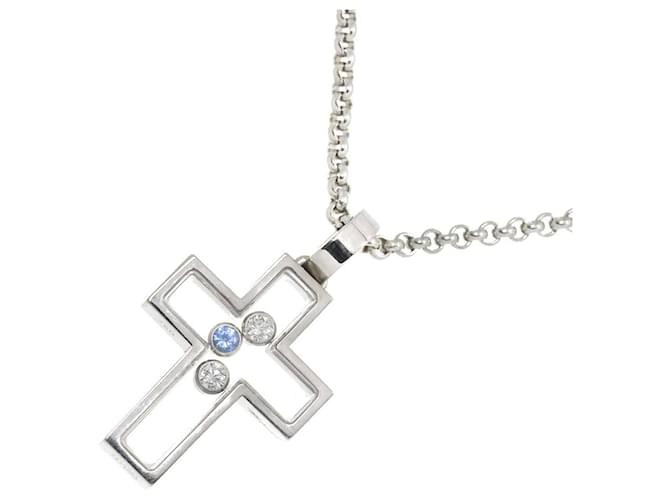 Chopard Happy Diamond Cross Sapphire Necklace White gold ref.2083568 ...