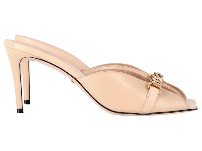 Gucci Chain-link Mules In Beige Leather ref.2085550 - Joli Closet