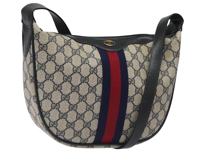 GUCCI GG Supreme Sherry Line Shoulder Bag PVC Navy Red 41 02 008 Auth ...