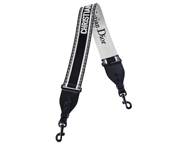 Saddle Dior shoulder strap Black White Leather Cotton ref.2093865 ...