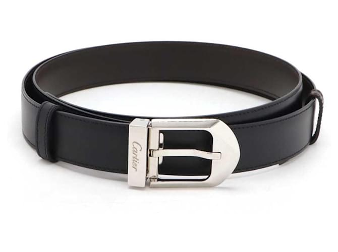 Cartier Reversible Leather Belt Black Dark brown ref.2102550 - Joli Closet
