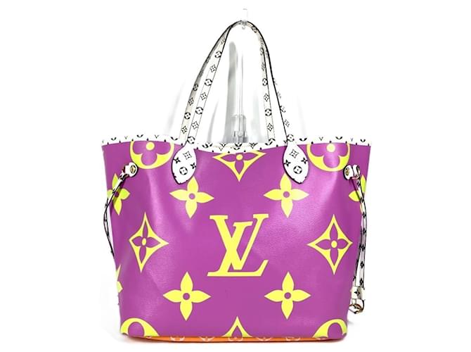 Louis Vuitton Monogram Giant Neverfull MM Tote Bag White Purple Yellow ...