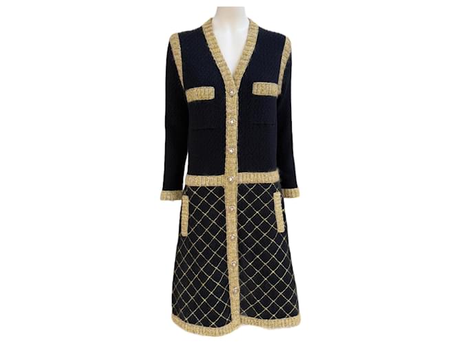 Chanel 7K$ New Coco Brasserie Iconic Jacket Dress 38 FR Black Silk ref ...