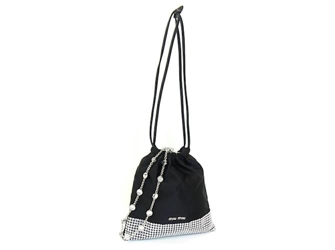 Miu Miu Black Satin Rhinestone Pochette ref.2113413 - Joli Closet