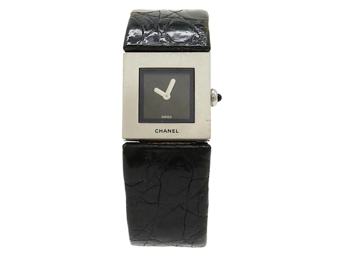 Chanel Matelasse Black Dial Stainless Steel Leather Strap Women's ...