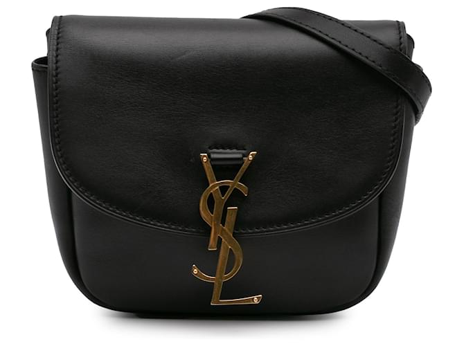 Saint Laurent Black Small Leather Monogram Kaia Crossbody Pony-style ...