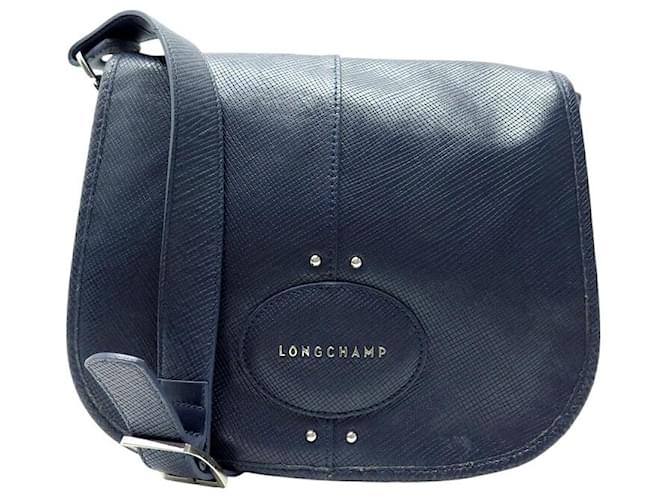 LONGCHAMP QUADRI SHOULDER BAG IN NAVY BLUE LEATHER HAND BAG ref.2130114 ...
