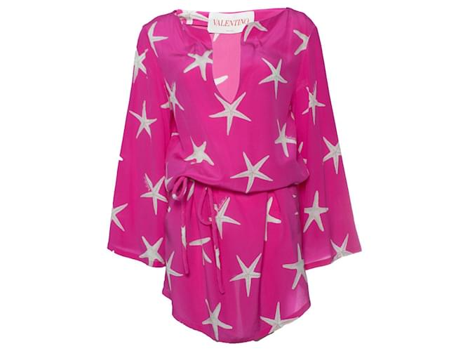 Valentino Garavani, silk minidress with starfish print Pink ref.2134205 ...