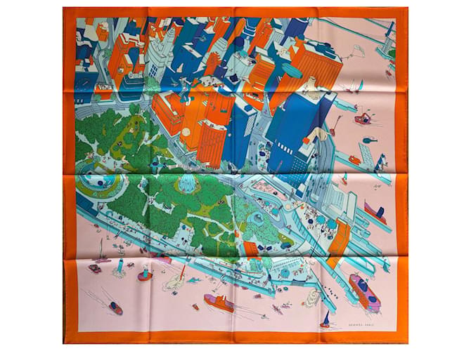 Hermès The Battery Park New York Multiple colors Orange Silk ref ...