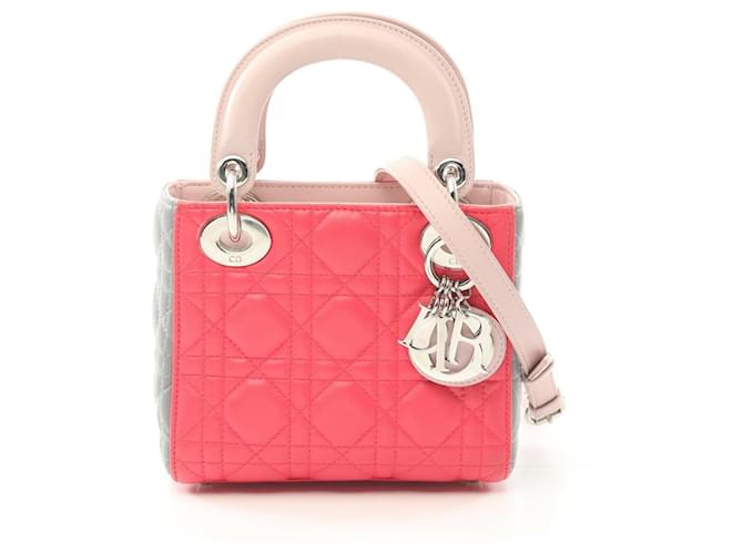 Christian Dior Dior Lady Dior Mini Cannage Leather Handbag Pink ref ...
