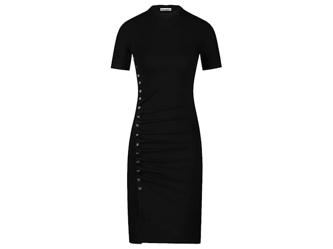 Paco Rabanne Black drapé pression mini dress Viscose Cellulose fibre ...