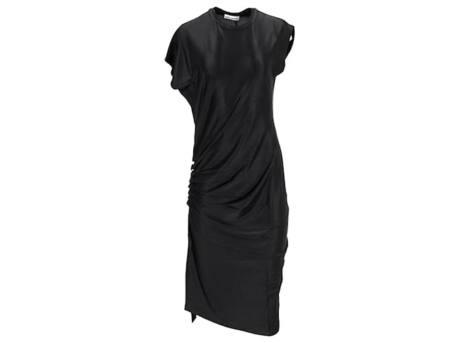 Paco Rabanne Black drapé pression dress in jersey Viscose Cellulose ...