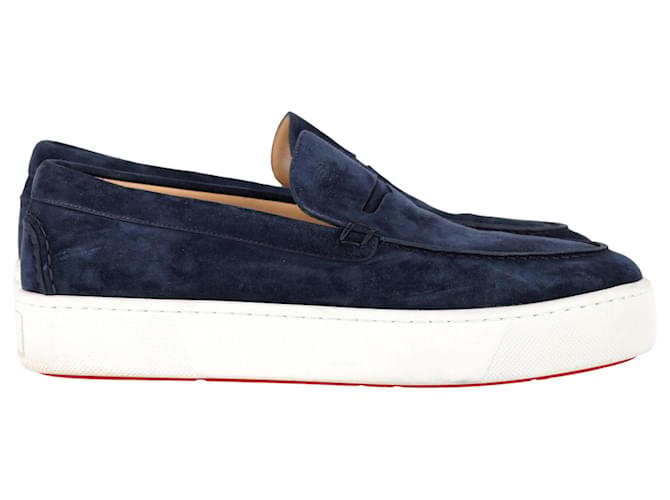 Christian Louboutin Paqueboat Slip-On Sneakers in Navy Suede Blue Navy ...