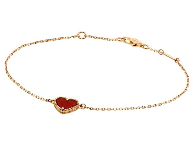 Van Cleef & Arpels Sweet Alhambra Heart Carnelian Bracelet Pink ref ...