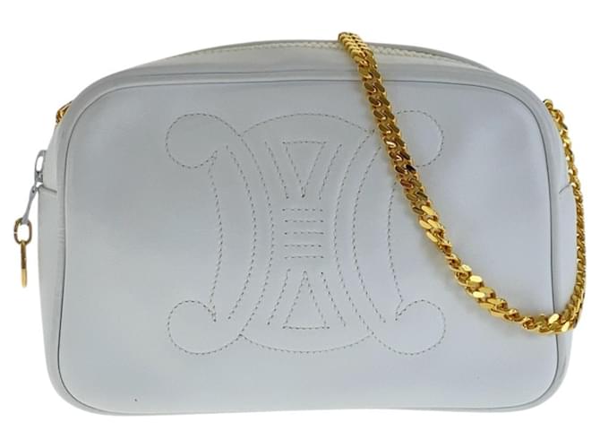 Céline Celine Vintage Triomphe White Leather Shoulder Bag ref.2153318 ...