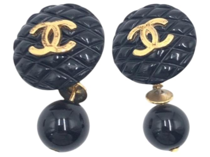 CHANEL Vintage Matelasse Coco Mark Black Plastic Cufflinks ref.2153341 ...