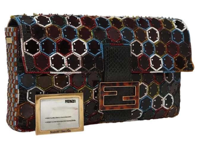 FENDI Mamma Baguette Shoulder Bag beads Black Auth BD1783M ref.2156775 ...