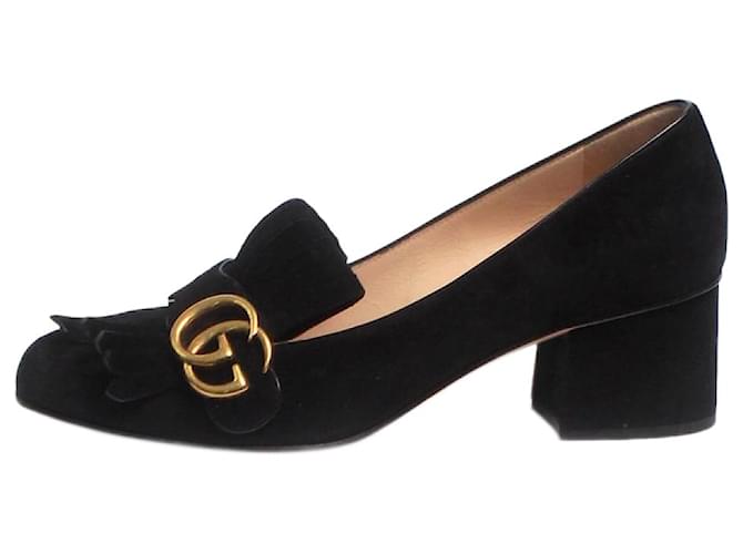 Gucci Black suede Marmont heels - size EU 37 (UK 4) ref.2159369 - Joli ...