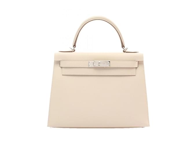 Hermès Hermes Kelly 28 Crepe Handbag Cream Leather ref.2175685 - Joli ...