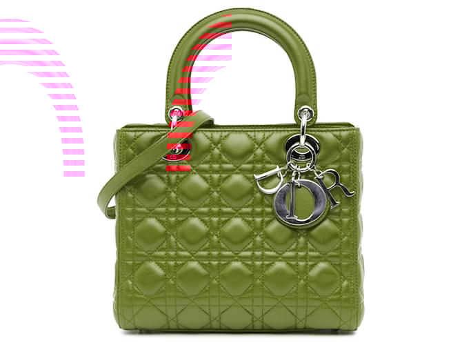 Dior Red Medium Lambskin Cannage Lady Dior Leather ref.2179283 - Joli ...