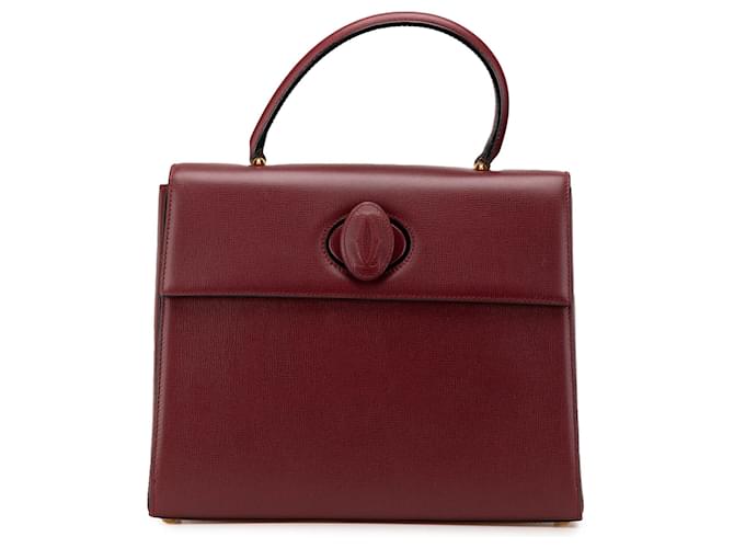 Cartier Red Leather Must de Cartier Turn Lock Handbag Dark red Pony ...