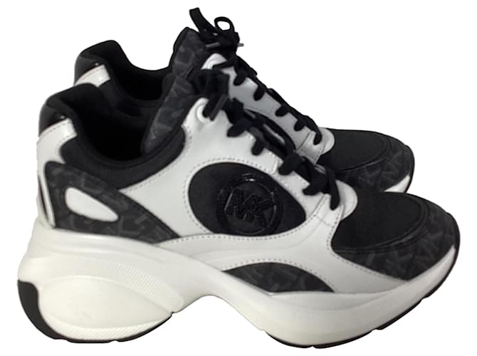 Michael Kors Zuma Empire Signature Logo and Mesh Trainer in Black and ...