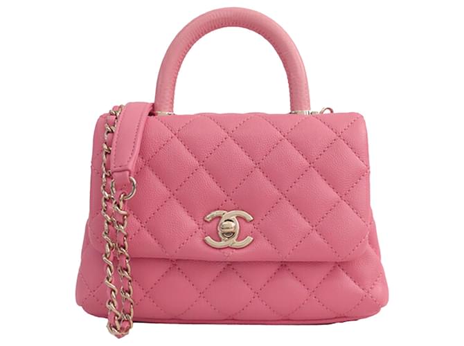 Coco Handle Chanel Pink Extra Mini Caviar and Lizard Embossed Coco Top ...