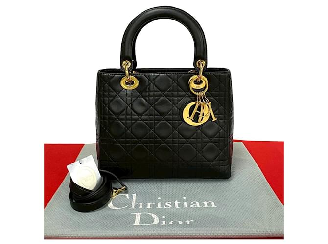 Christian Dior Lady Dior Leather 2way Bag Black ref.2190258 - Joli Closet
