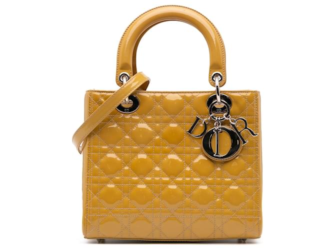 Dior Yellow Medium Patent Cannage Lady Dior Mustard Leather Patent ...