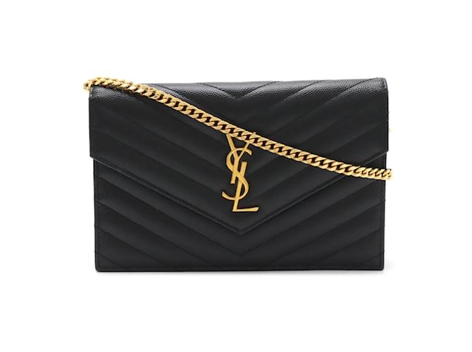 Yves Saint Laurent Monogram Envelope Shoulder Bag Black Leather ref ...