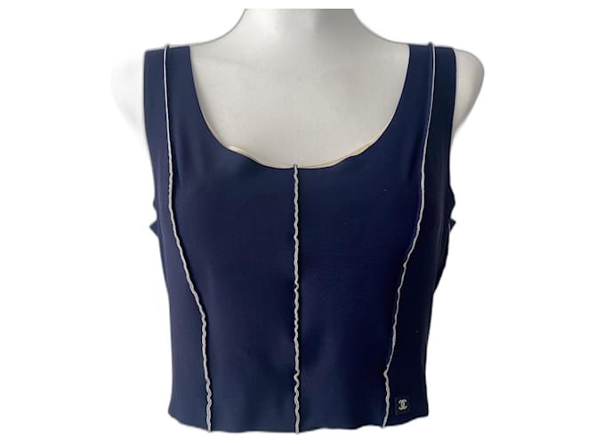 Crop Top Chanel Navy blue Polyamide ref.2201158 - Joli Closet