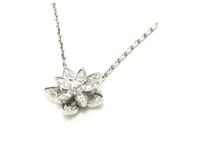 Van Cleef & Arpels K18WG Lotus Diamond Necklace Silvery White gold ref ...