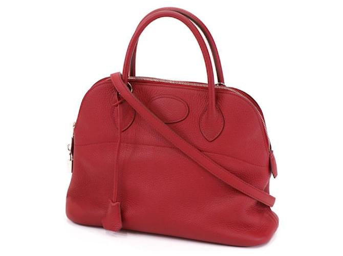Hermès Hermes Bolide 31 Leather Handbag Red Pony-style calfskin ref ...