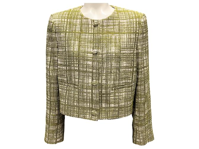 Jason Wu Green Crop Tweed Jacket Cotton ref.2209803 - Joli Closet