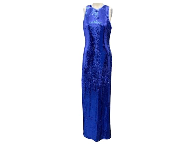 Halston Heritage Halston Klein Blue Sequin Hasia Gown Polyester ref ...