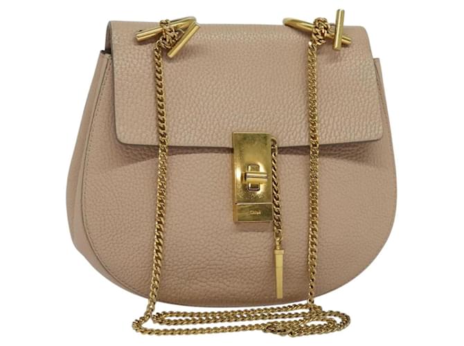 Chloé Chloe Chain Drew Shoulder Bag Leather Pink Gold Auth sw539 Golden ...