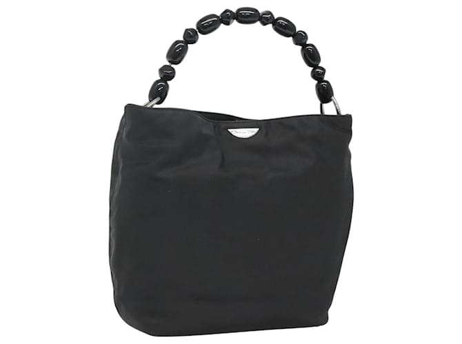 Christian Dior Maris Pearl Hand Bag Nylon Black Silver Auth bs25265 ...