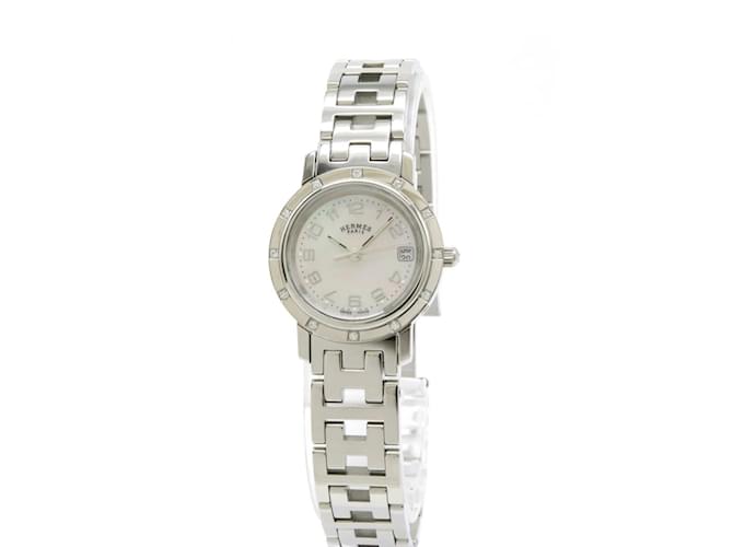 Hermès Hermes Clipper Nacle Bezel Diamond Date Pink Shell Dial ...