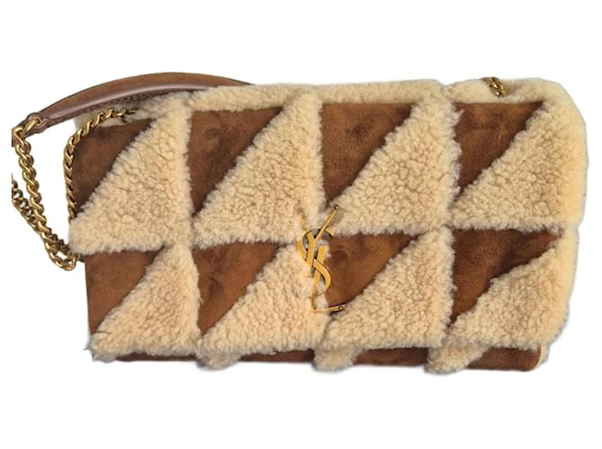 Yves Saint Laurent Jamie Brown Suede Bag Beige Light brown Velvet ...