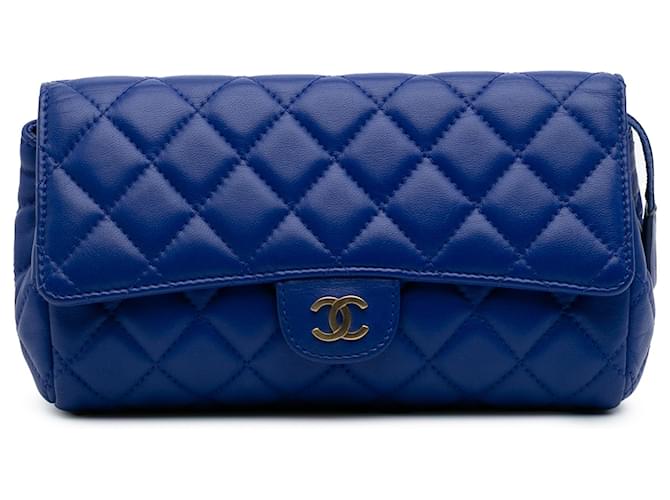 Chanel Blue CC Quilted Lambskin Zip Vanity Flap Leather ref.2227997 ...