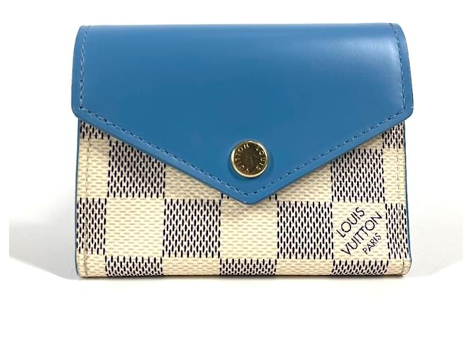 Louis Vuitton Damier Azur Portefeuille Zoe Compact Wallet White Blue ...