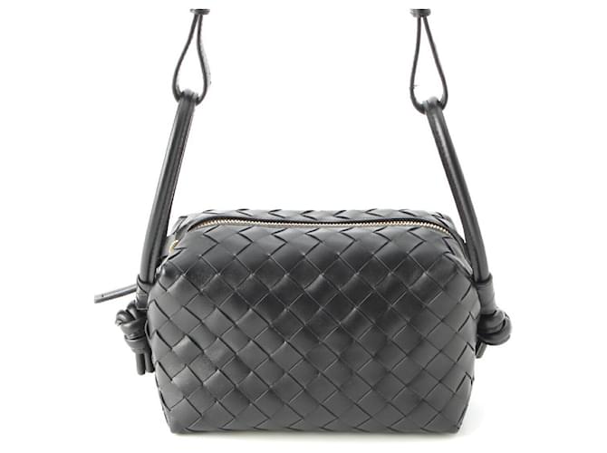 Bottega Veneta Leather Intrecciato Loop Top Handle Shoulder Bag Black ...