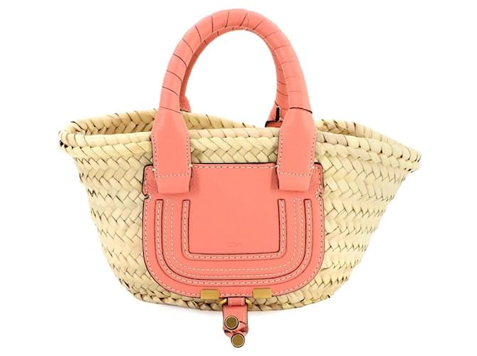 Chloé Marcie Mini Basket Handbag Pink Beige Leather ref.JC2231088 (Sold ...