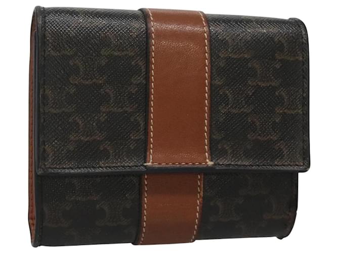 Céline CELINE Triomphe Wallet PVC Brown Auth bs25348 ref.2242993 - Joli ...