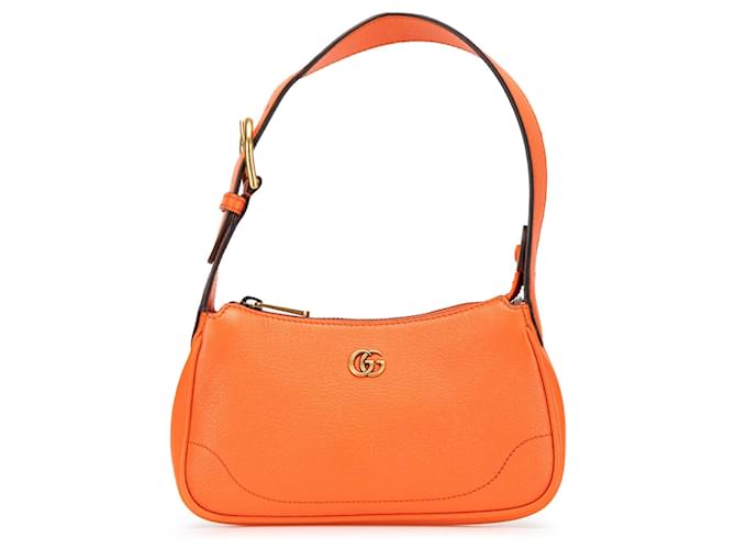 Gucci Orange Mini Leather Aphrodite Shoulder Bag Pony-style calfskin ...