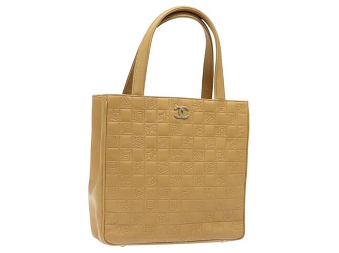 CHANEL Icon Hand Bag Leather Beige Gold CC Auth yk18309 Golden ref ...