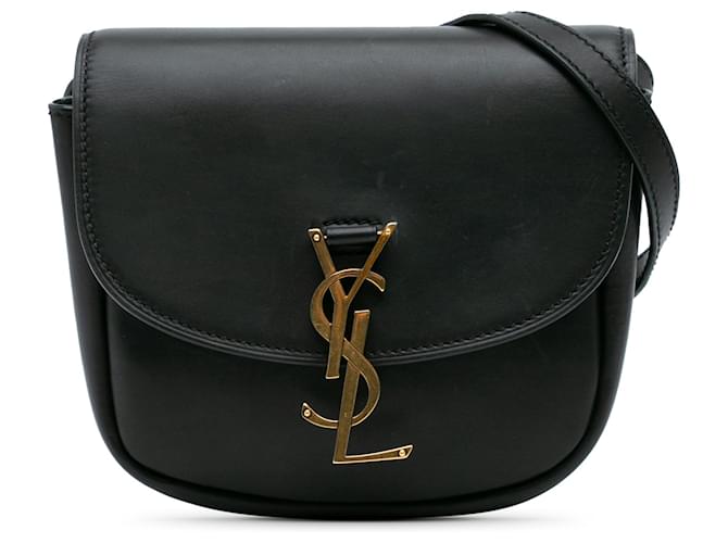 Saint Laurent Black Small Leather Monogram Kaia Crossbody Pony-style ...
